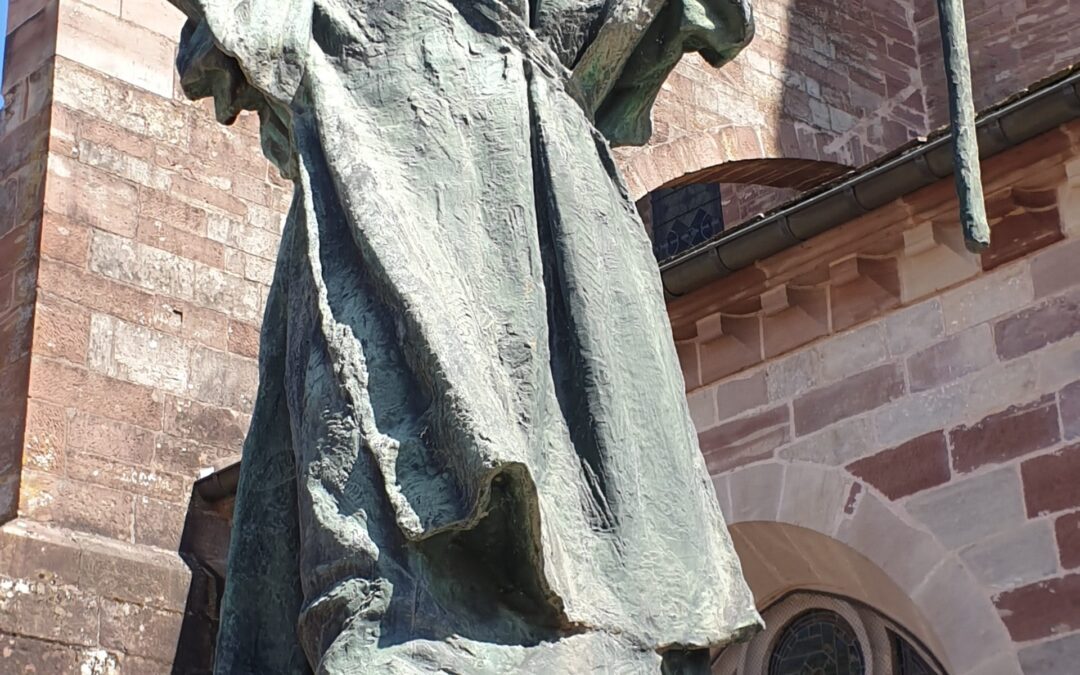 Statue of St Columban outside the Basilica of Ss Peter and Paul in ...