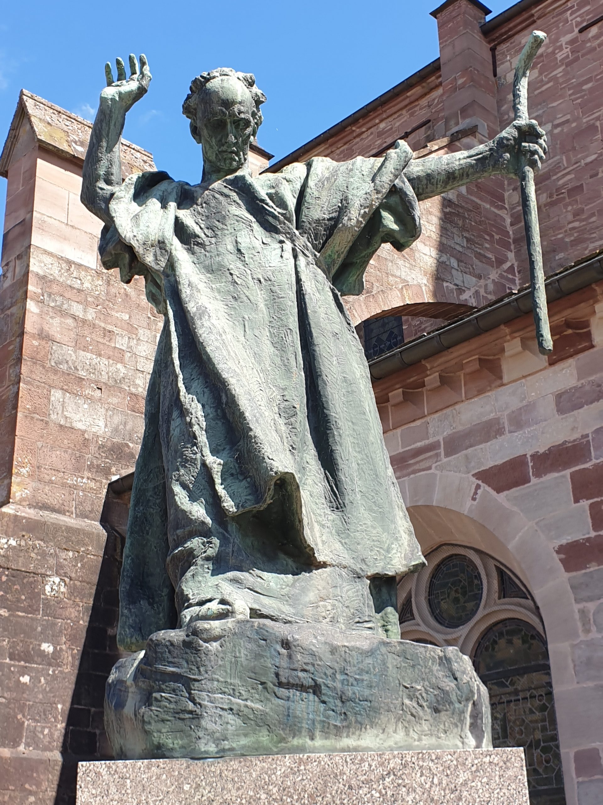 Statue of St Columban outside the Basilica of Ss Peter and Paul in ...